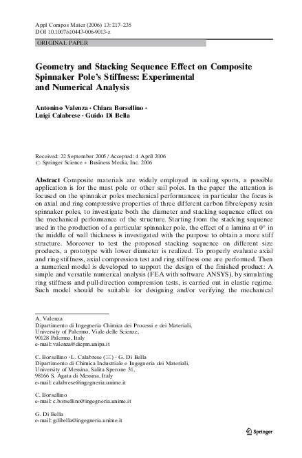 Pdf Geometry And Stacking Sequence Effect On Composite Spinnaker Poles Stiffness