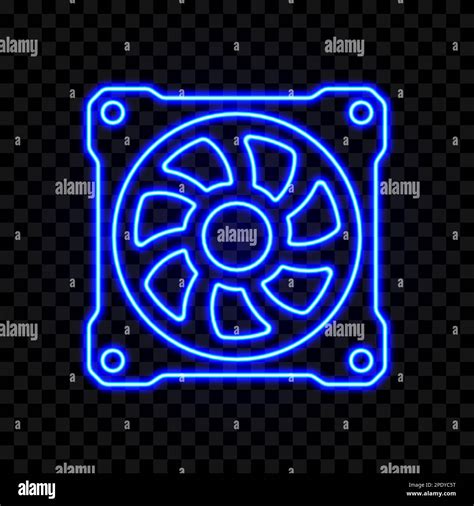 Neon Glowing Cooler Fan Outline Icon Isolated On Transparent Background Computer Cooler Pc