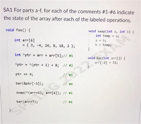 Solved 1a What Is The State Of The Array After Executing Chegg