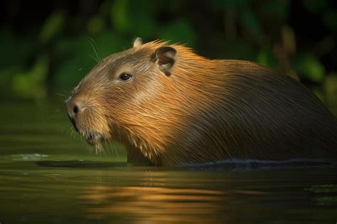 Premium Ai Image Friendly Capybara Lounging In A South American Wetland