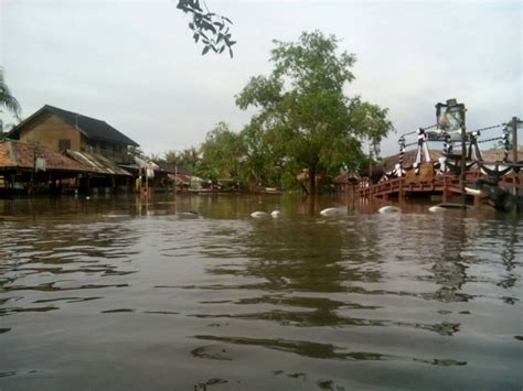 ระดับน้ำลดลงป ตลาดริมน้ำคลองแดน Klongdaen Floating Market