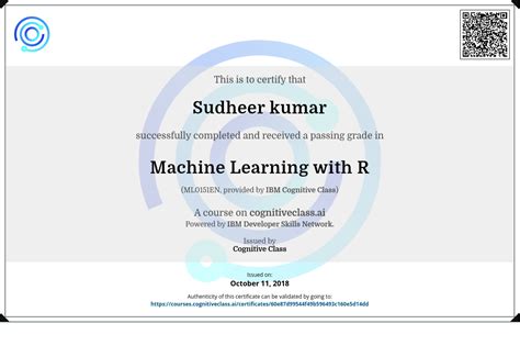 Ibm Cognitive Class Ml0151en Certificate Cognitive Class