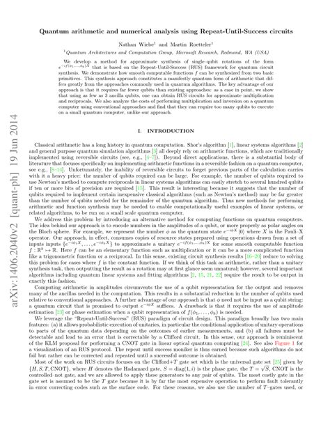 Pdf Quantum Arithmetic And Numerical Analysis Using Repeat Until