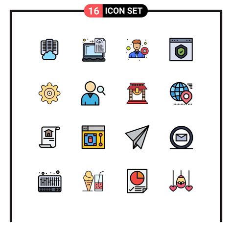 16 User Interface Flat Color Filled Line Pack Of Modern Signs And Symbols Of Page Check Coding