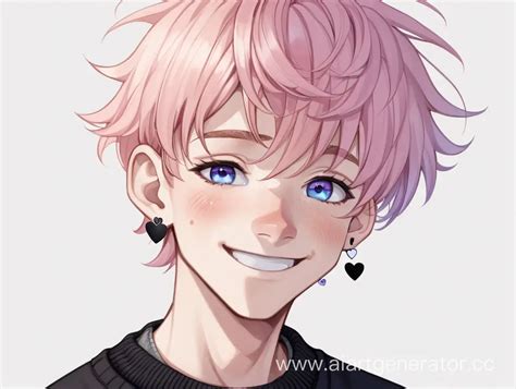 Joyful Young Man With Blueviolet Eyes And Heart Sweater Ai Art Generator