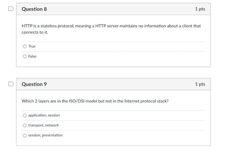 Solved Question 8 1 Pts Is A Stateless Protocol Chegg Com