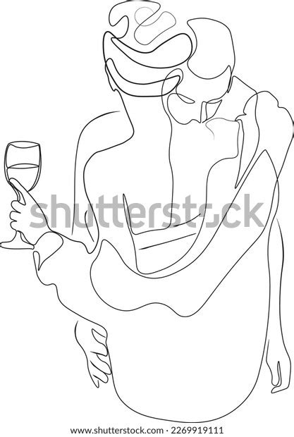 Man Kisses Neck Beautiful Woman Abstract Stock Vector Royalty Free