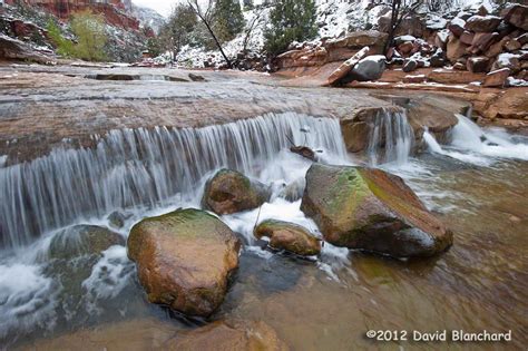 Spring Snowfall At Slide Rock State Park In Oak Creek Canyon