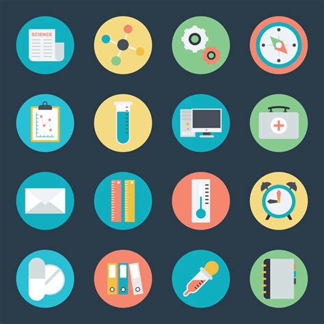 Pack Of Science Flat Icons 23845052 Vector Art At Vecteezy