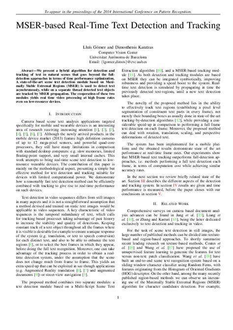 Pdf Mser Based Real Time Text Detection And Tracking