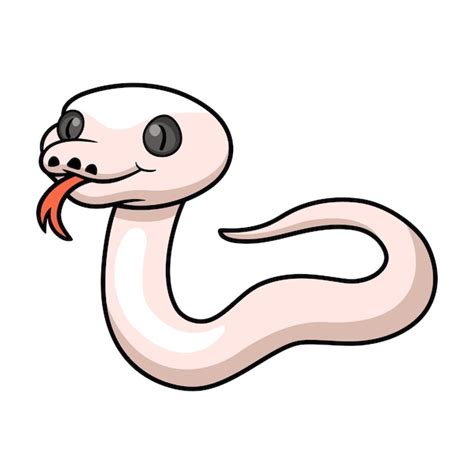 Premium Vector Cute Black Eyed Leucistic Reticulatus Python Cartoon