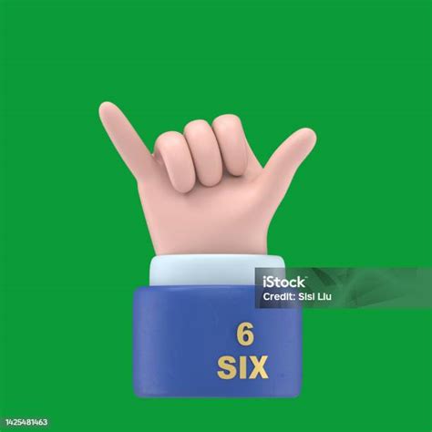 그린 스크린 Mockupfive 손가락 계산 아이콘3d 손은 숫자 여섯 개 푸티지 및 클리핑 경로에 대한 그린 스크린을 보여줍니다 손 제스처 번호입니다 3d 스캔에 대한