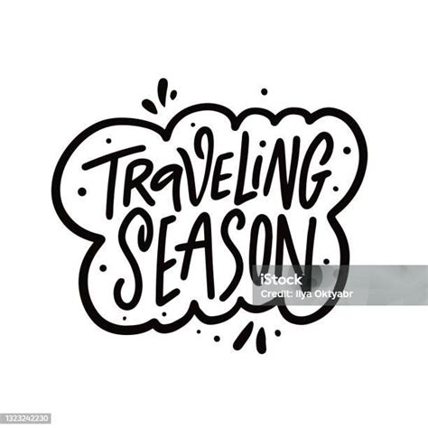 여행 시즌 구 문 텍스트 손으로 그린 검은 색 벡터 일러스트 0명에 대한 스톡 벡터 아트 및 기타 이미지 0명 계절 관광