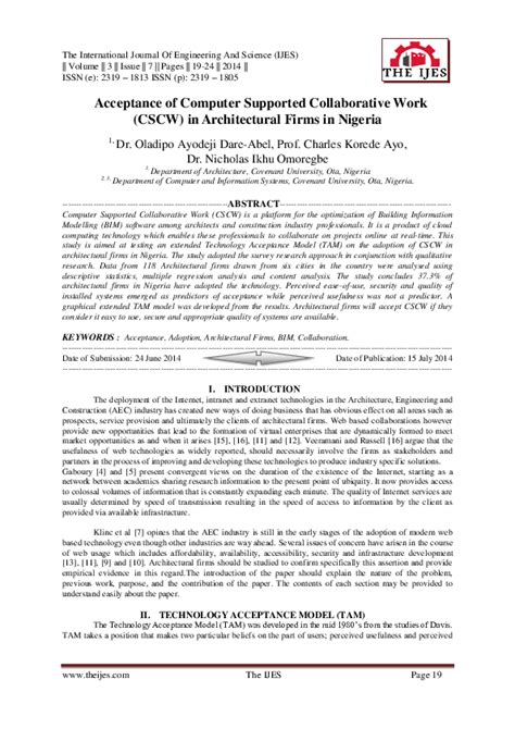 Pdf Acceptance Of Computer Supported Collaborative Work Cscw In Architectural Firms In Nigeria