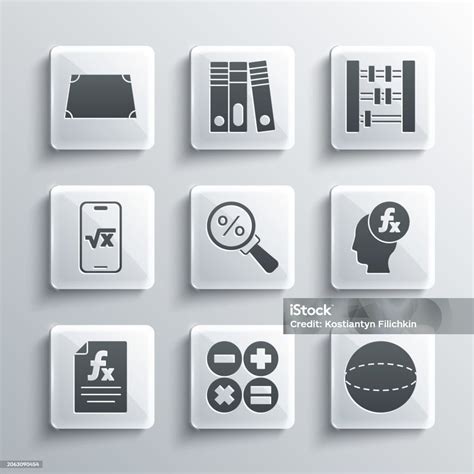 계산기 설정 기하학적 도형 구 함수 수학 기호 백분율 돋보기 X 글리프의 제곱근 예리한 사다리꼴 모양 및 주판 아이콘 벡터 검색에 대한 스톡 벡터 아트 및 기타 이미지