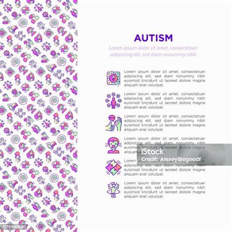 자폐증 개념 증상 및 적응 기술 얇은 라인 아이콘 반복적인 행동 고정 관념 위험 무시 자동 침략 히스테리 통신 사회적 상호 작용