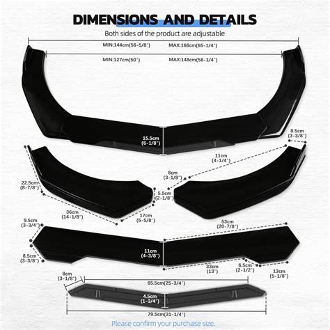 Front Bumper Lip Splitter Chin Spoiler And Strut Rods For Chevrolet Chevy