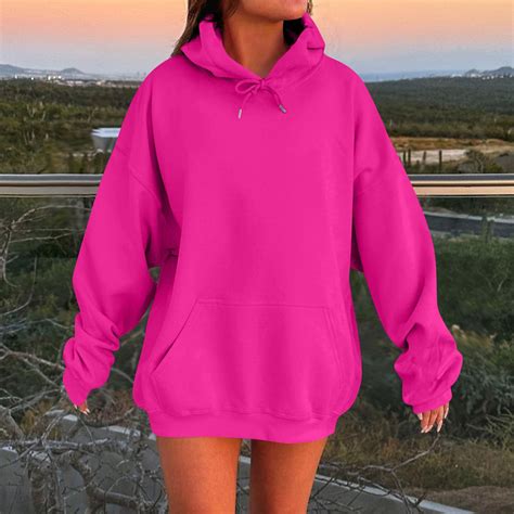 Tqwqt Womens Oversized Hoodies Pullover Cute Hot Pink Hoodies Long