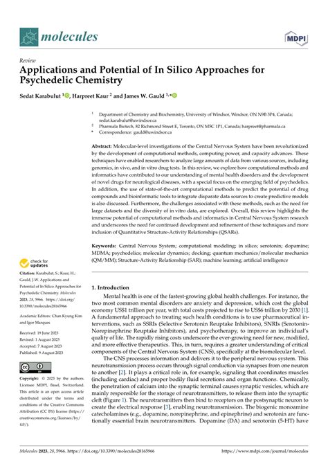 Pdf Applications And And Potential Of In Silico Approaches For Psychedelic Chemistry