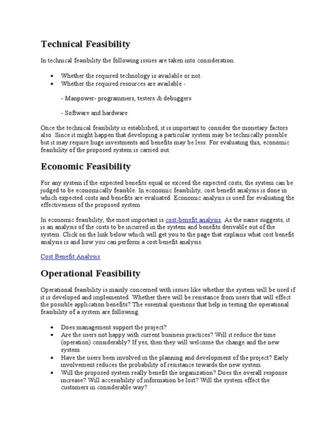 Assessing The Technical Economic And Operational Feasibility Of A Proposed System Pdf