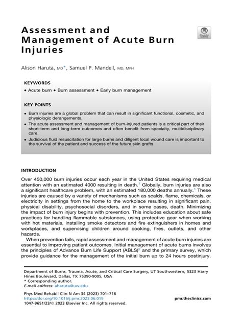 Assessment And Management Of Acute Burn Injuries Pdf Burn Wound
