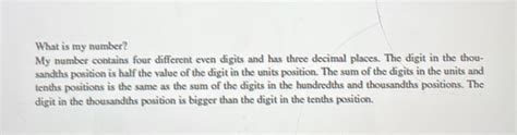 Solved What Is My Number My Number Contains Four Different Even