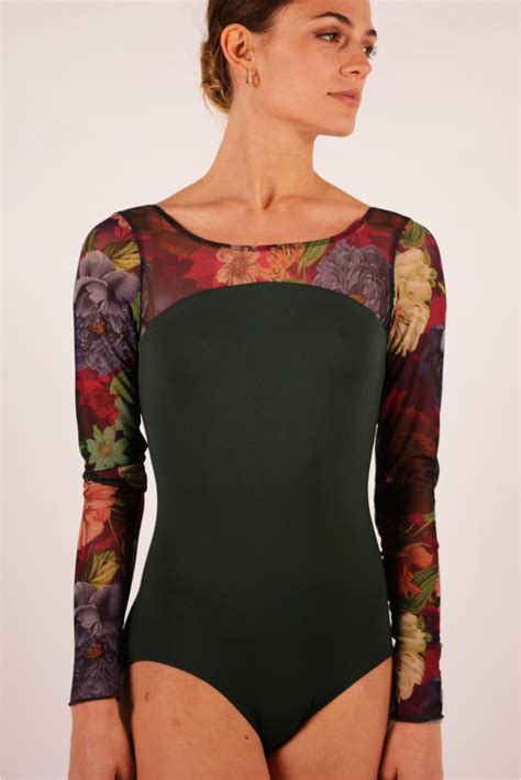 Ballet Rosa Leotard Long Sleeves Valentina Olive Mademoiselle Danse
