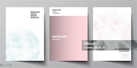 책자 잡지 전단지 소책자 연례 보고서에 대 한 A4 형식 커버 모의 광고 디자인 템플릿의 편집 가능한 레이아웃의 벡터 일러스트입니다 지형 윤곽 지도 추상 단색 배경입니다 0