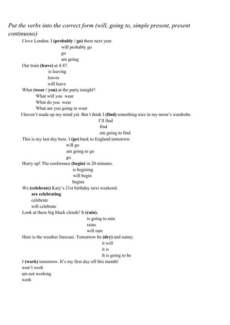 Способы выражения будущего времени в английском языке Online Exercise For Live Worksheets
