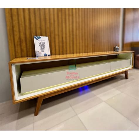 Rack Requinte 212 Cm Para Tvs Até 65 Requinte C Led E Pés Palito