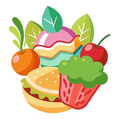 수채화 음식 클리파트 터 아트 및 일러스트레이션 프리미엄 Ai 생성 벡터