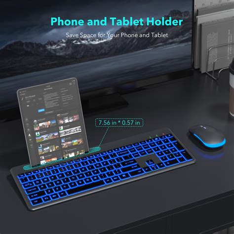 Mua Wireless Keyboard And Mouse 7 Backlit Effects Phone Holder Quiet Light Up Keys Sleep
