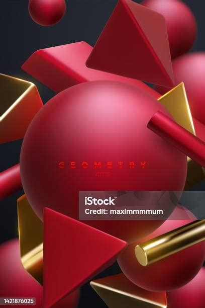 Red And Gold Geometric Shapes Abstract Background Stock Illustration