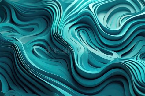 Abstract Blue Background With Smooth Lines 3d Illustration Generative Ai Stock Illustration