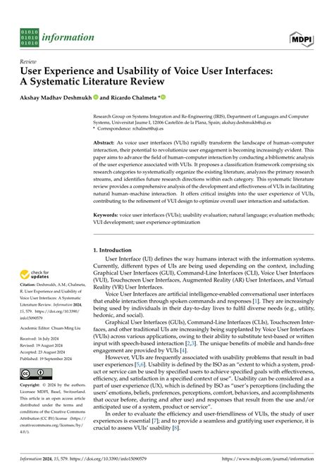 Pdf User Experience And Usability Of Voice User Interfaces A Systematic Literature Review