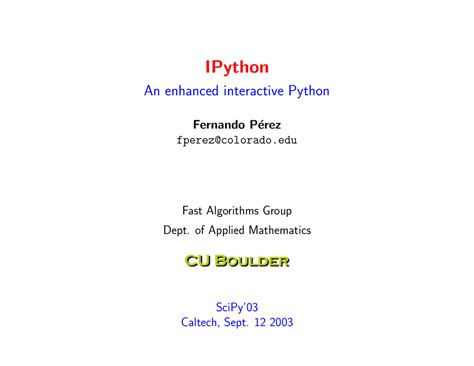 Ipython And Enhanced Interactive Python Speaker Deck