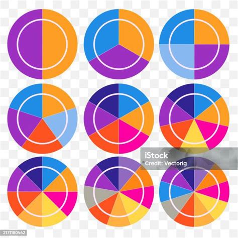 Multicolored Circular Charts For Infographics And Data Visualization Stock Illustration