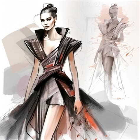 Premium Ai Image Fashion Design Sketch Created With Generative Ai