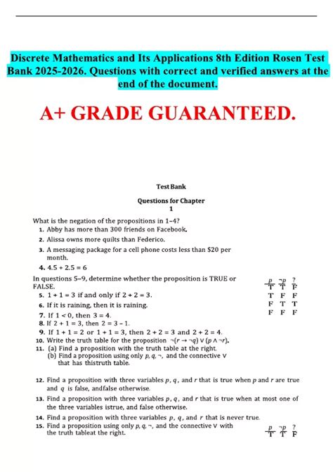 Discrete Mathematics And Its Applications 8th Edition Rosen Test Bank