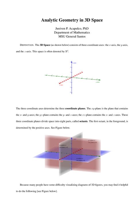 Analytic Geometry In 3d Space Analytic Geometry In 3d Space Juniven P