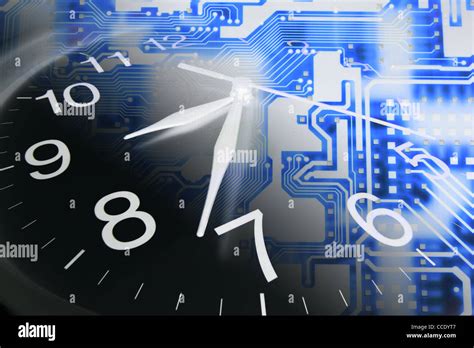 Clock And Circuit Board Stock Photo Alamy