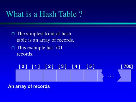Hash Tables Chapter 11 Discusses Several Ways Of Storing Information In