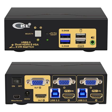 2 Port Usb 3 0 Hdmi Vga Kvm Switch Dual Monitor 4k 60hz Ckl 922hv 3 F