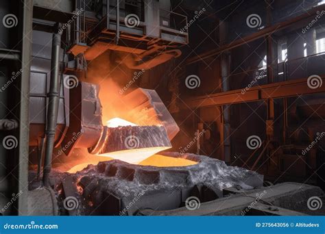 Aluminum Smelting Plant Showcasing The Process Of Turning Raw Ore Into Finished Product Stock