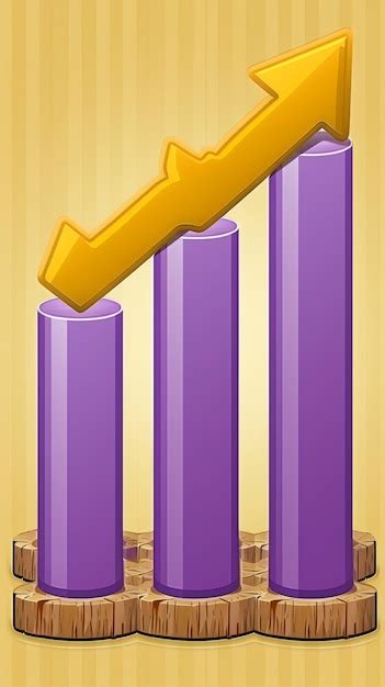 Purple Bar Graph With Golden Upward Arrow Illustrating Growth Premium