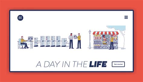 신문 생산 공정 웹 사이트 방문 페이지 사람들은 인쇄 하우스에서 일하고 템플릿을 만들고 기계로 인쇄하고 신선한 신문을 얻습니다 웹 페이지 만화 선형 개요 벡터 일러스트