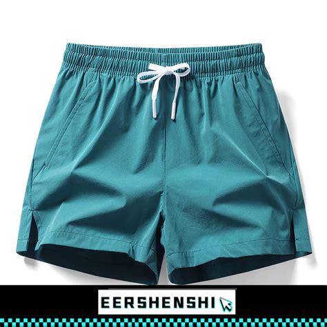 Eershenshi กางเกงกีฬาผู ้ ชายผ ้ าไหมน ้ ําแข ็ งแห ้ งเร ็ ววิ ่ งฤดูร ้ อนยืดออกกําลังกายสาม