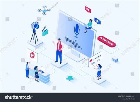 Blogging 3d Isometric Web Design People Stock Vector Royalty Free