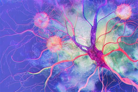 Neurons Brain Cells Neural Network 3d Illustration Stock