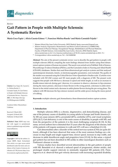 Pdf Gait Pattern In People With Multiple Sclerosis A Systematic Review